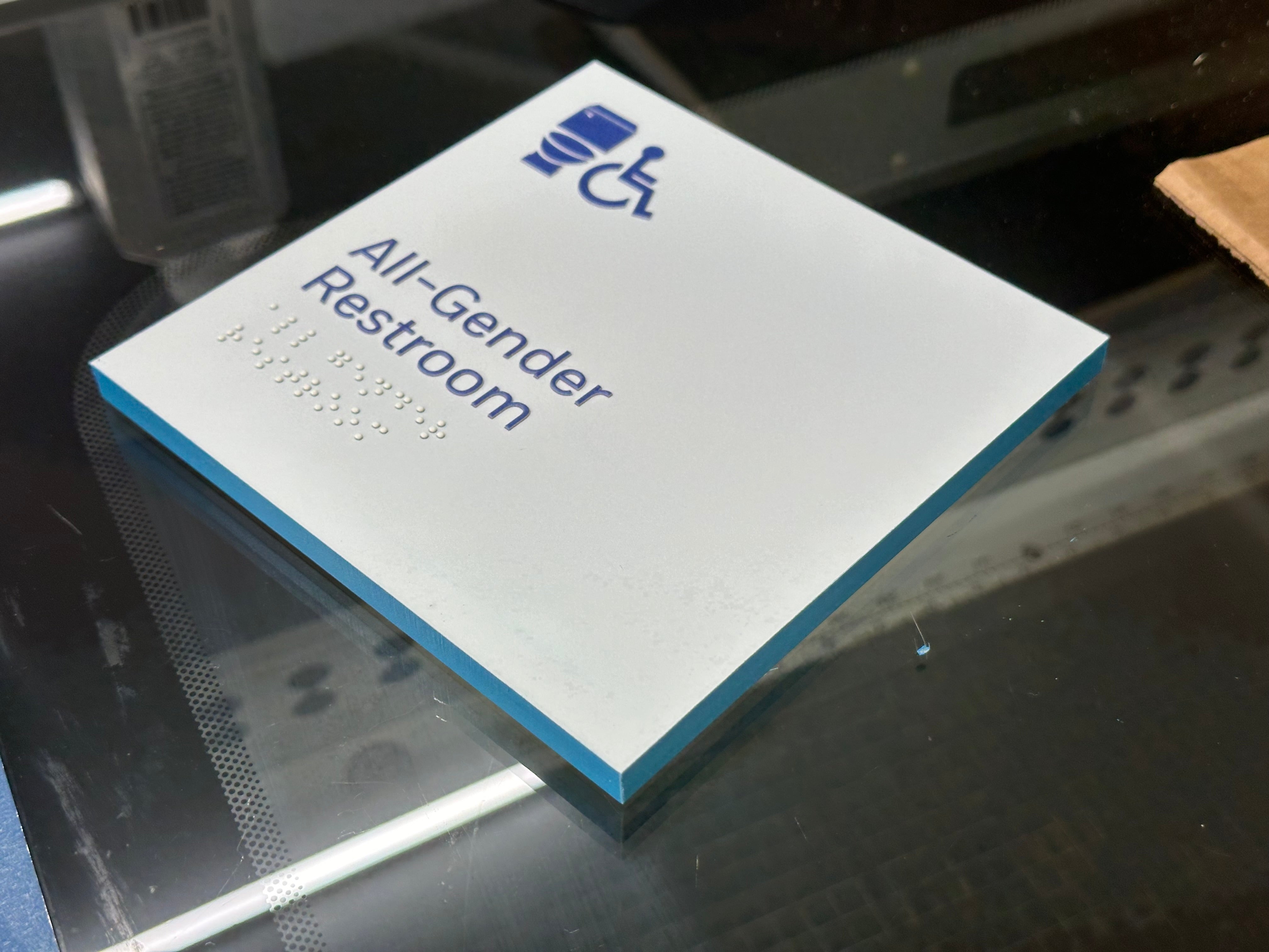 Edge painted custom Braille sign – Alpha Channel Design
