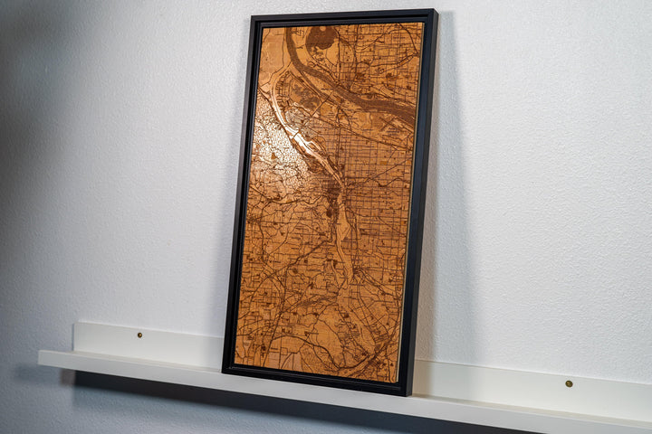 Wood Map of Portland Oregon - Laser Engraved – Alpha Channel Design