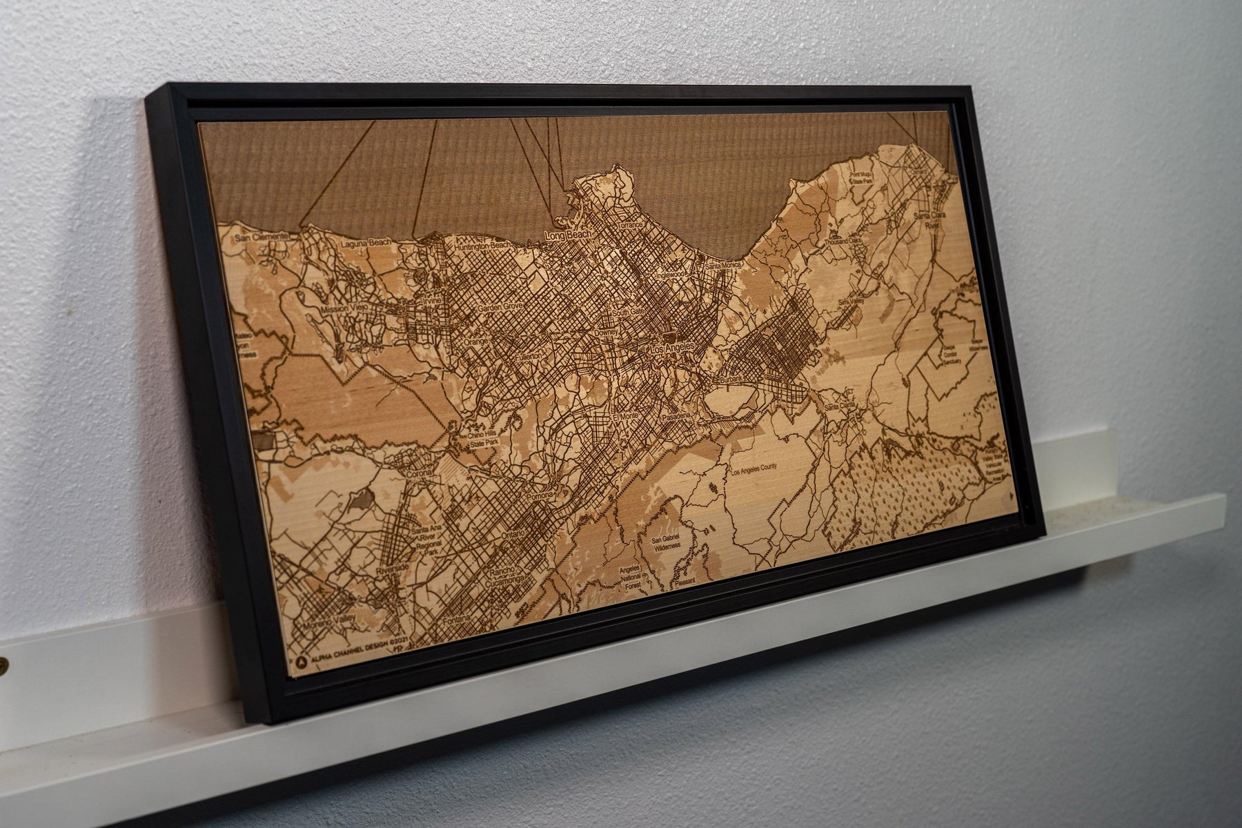Wood Map of Los Angeles - Laser Engraved – Alpha Channel Design